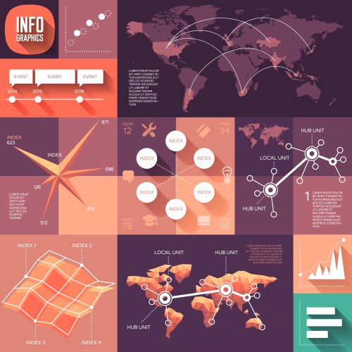 Infographics design elements collection Royalty Free Vector