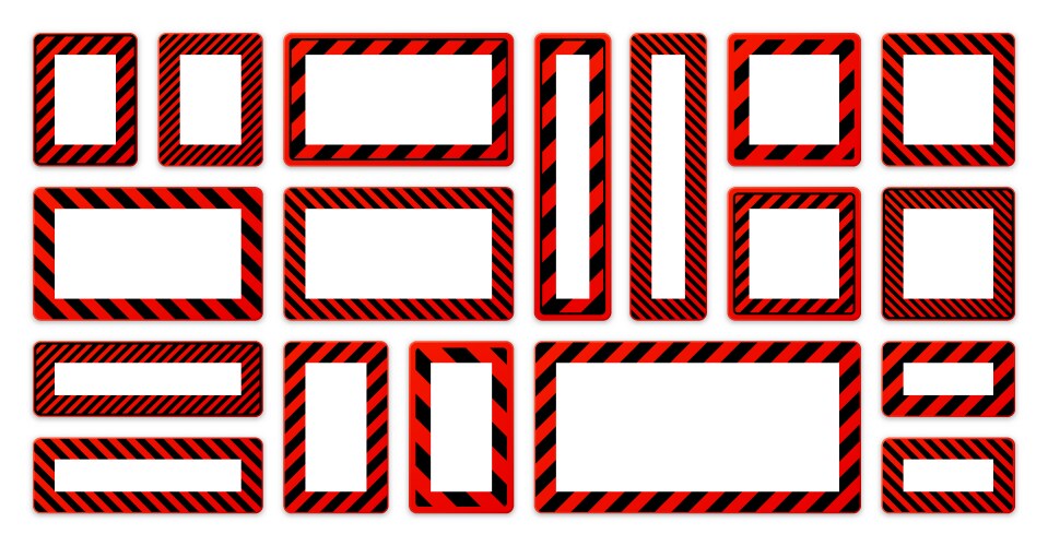 Various black and red warning signs with diagonal Vector Image