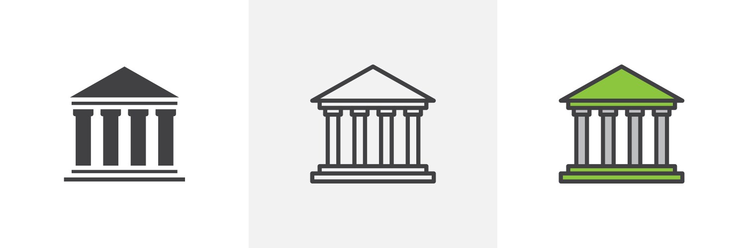 Courthouse icon set on white background Royalty Free Vector