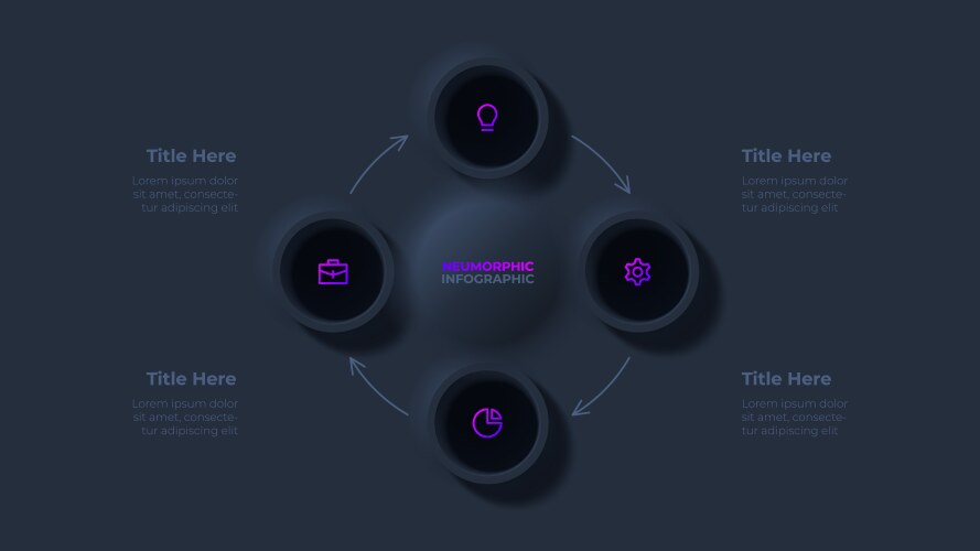 Neumorphic cycle diagram for infographic Vector Image