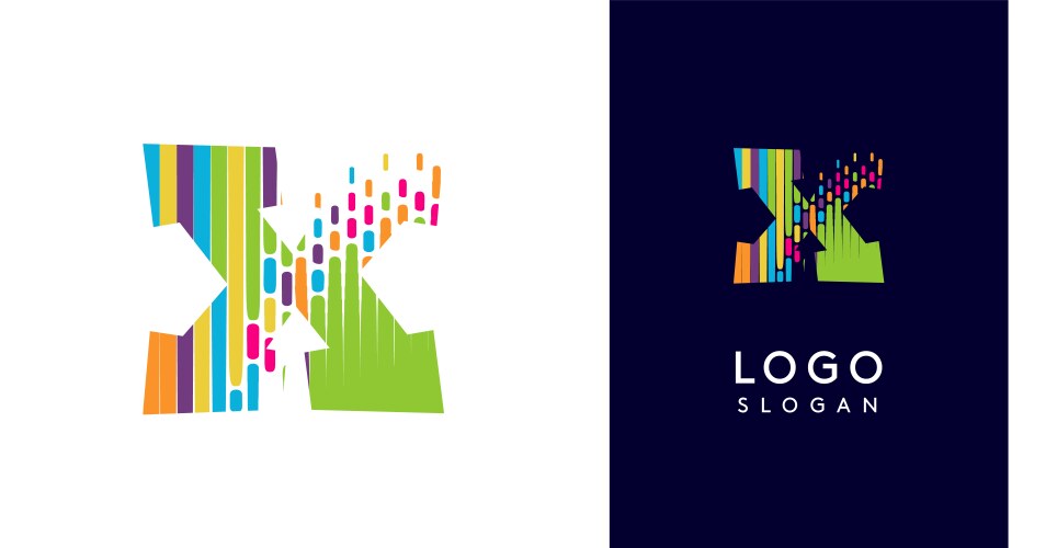 Colorful stripes transitioning into pixel-like Vector Image