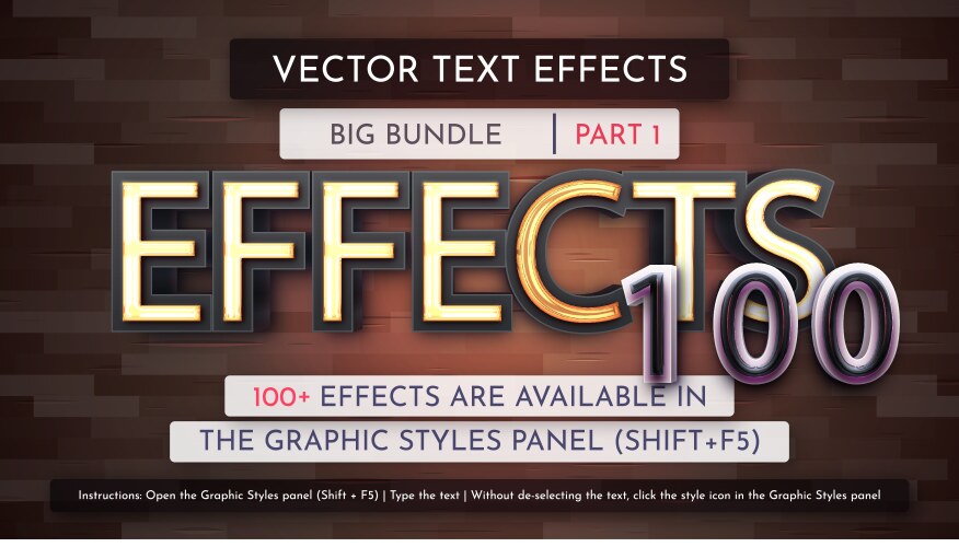 100 editable text effects mega bundle Royalty Free Vector