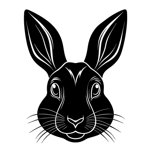 Rabbit head silhouette art Royalty Free Vector Image