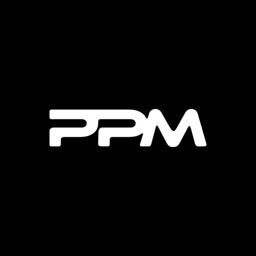 Ppm letter infinity initial logo design Royalty Free Vector