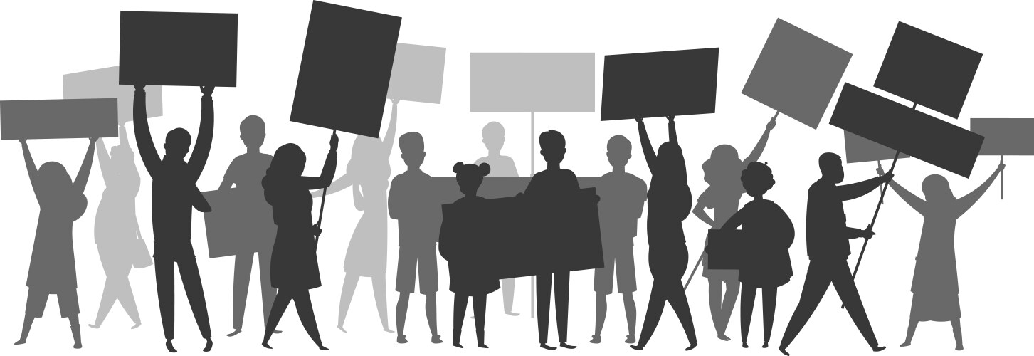 Crowd people silhouette transparent protest Vector Image