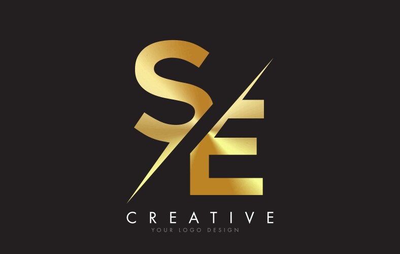 Sy golden letter logo with cutted and intersected Vector Image