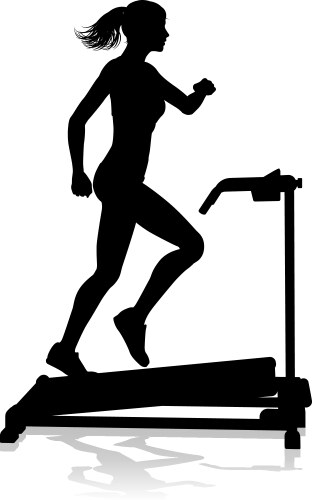 Gym woman silhouette treadmill running machine Vector Image