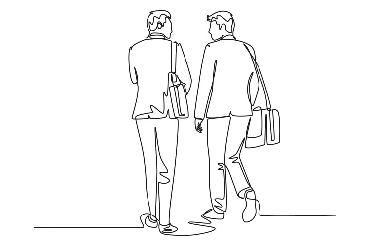 Single one line drawing back view of group urban Vector Image