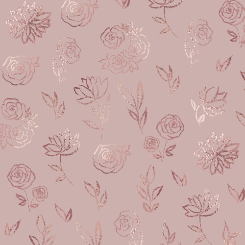 Rose gold floral pattern with a foil effect Vector Image