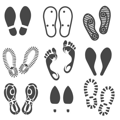 Running sport shoes footprint set Royalty Free Vector Image