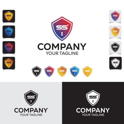 Ss letter with shield cctv security service logo Vector Image