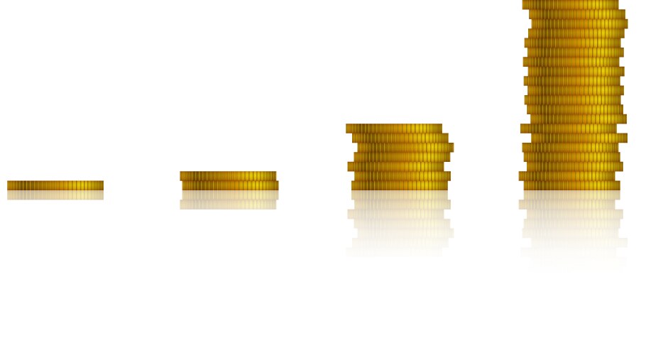 Stack of gold coins golden coin pile money Vector Image