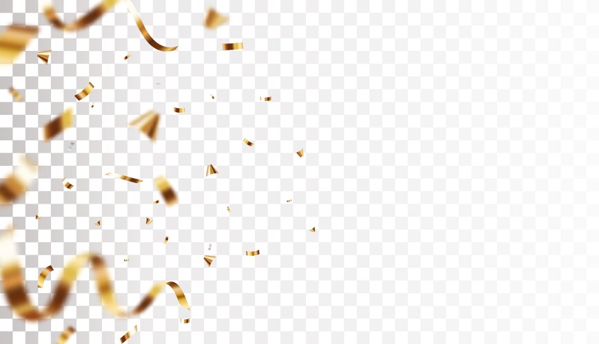 Gold confetti and ribbon background isolated Vector Image