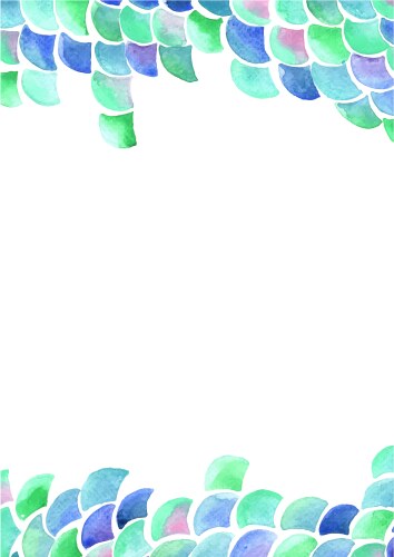 Ocean wave and scale fish watercolor border Vector Image