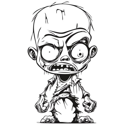 Spooky halloween undead in monochrome isolated Vector Image