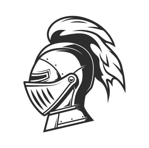 Knight helmet monochrome Royalty Free Vector Image