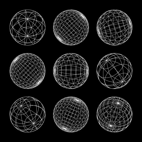 Wireframe shapes lined sphere perspective mesh Vector Image