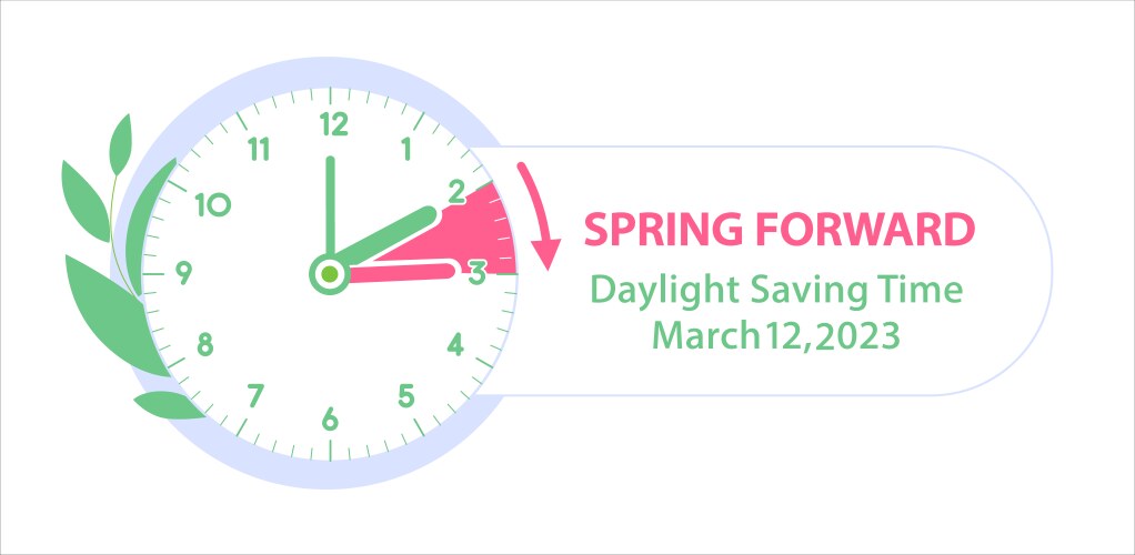 Daylight saving time begins 2023 web banner Vector Image