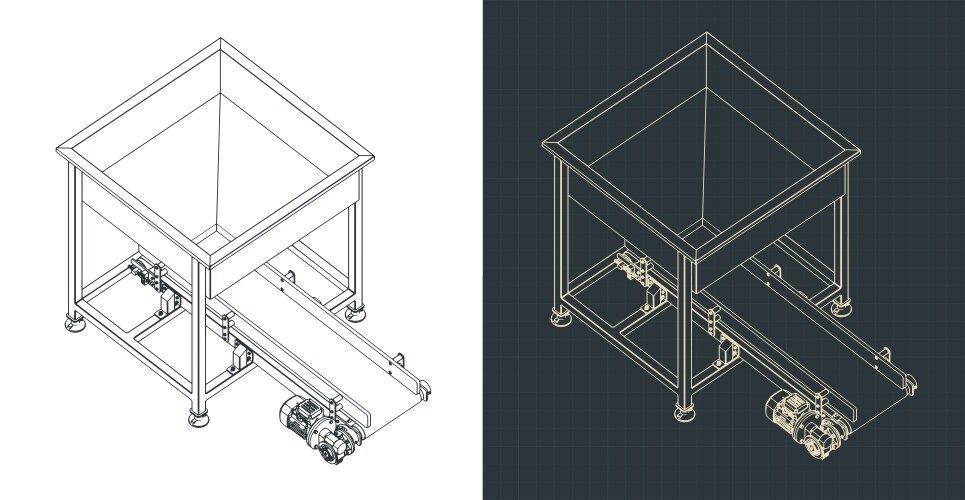 Feeding hopper with belt conveyor Royalty Free Vector Image