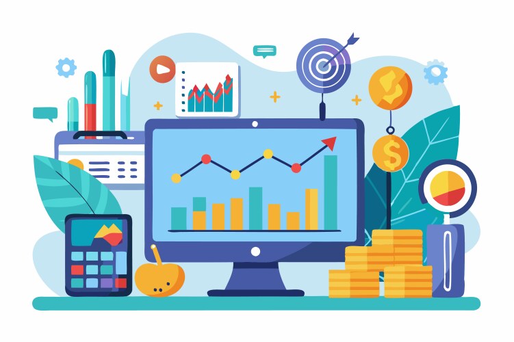 Stock market trading analysis Royalty Free Vector Image