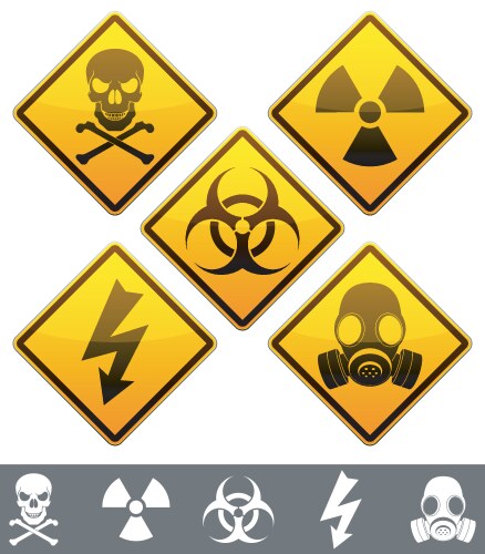 Hazard signs set Royalty Free Vector Image - VectorStock