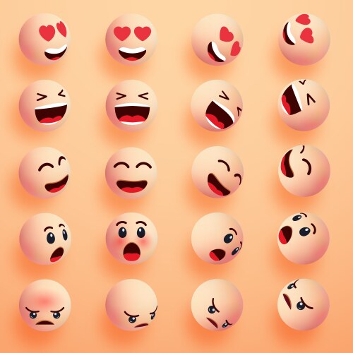 Humorous emoji set emoticon face collection Vector Image