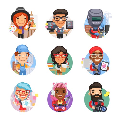 Cartoon people avatars with different professions Vector Image