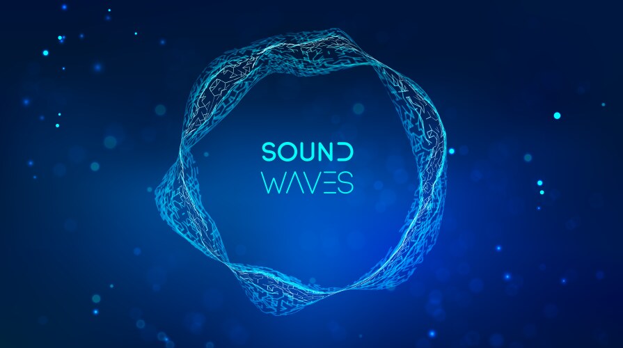 Sound wave circle visualization on blue background
