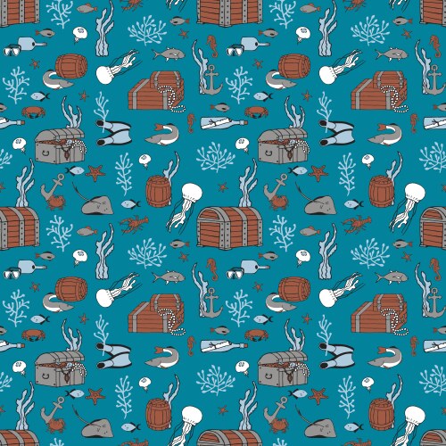 Seamless hand-drawn pattern marine theme sea Vector Image