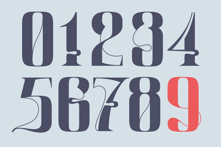 Numbers set with nordic folk art style pattern Vector Image