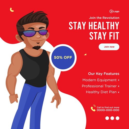 Banner design of bodybuilder Royalty Free Vector Image