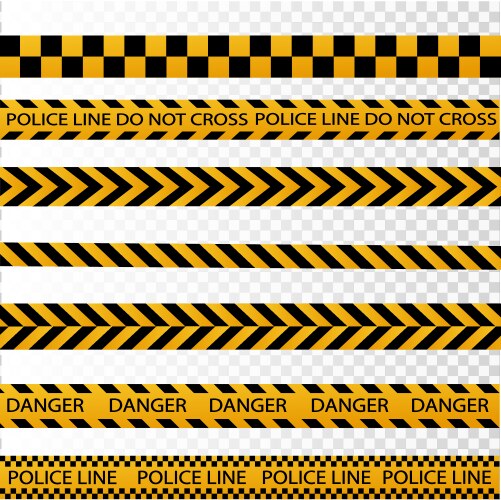 Black and yellow police stripe border Royalty Free Vector