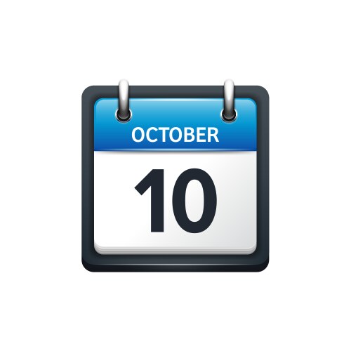 October 10 flat daily calendar icon date Vector Image