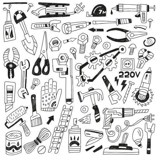 Work tools - doodles Royalty Free Vector Image