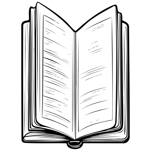 Open book drawing outline cartoon line engraving Vector Image