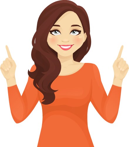 Woman pointing up Royalty Free Vector Image - VectorStock