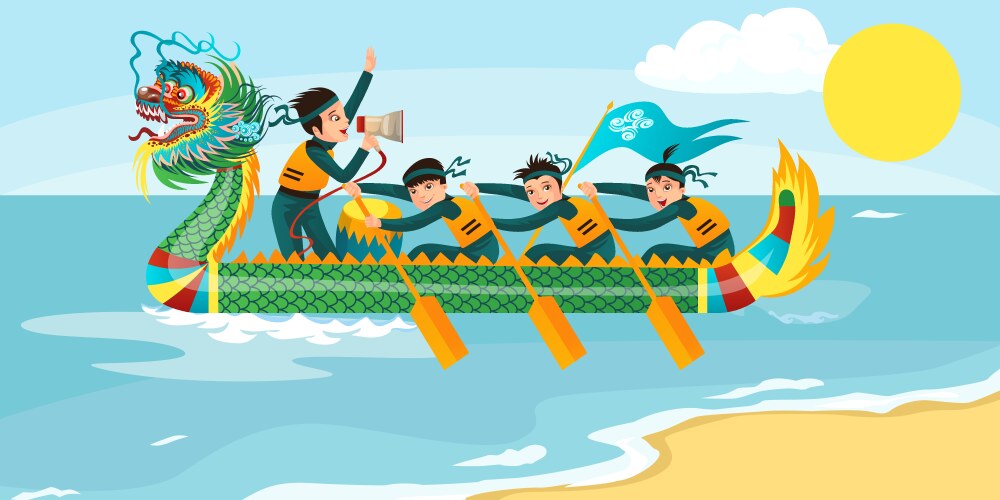 Cartoon dragon boat Royalty Free Vector Image - VectorStock