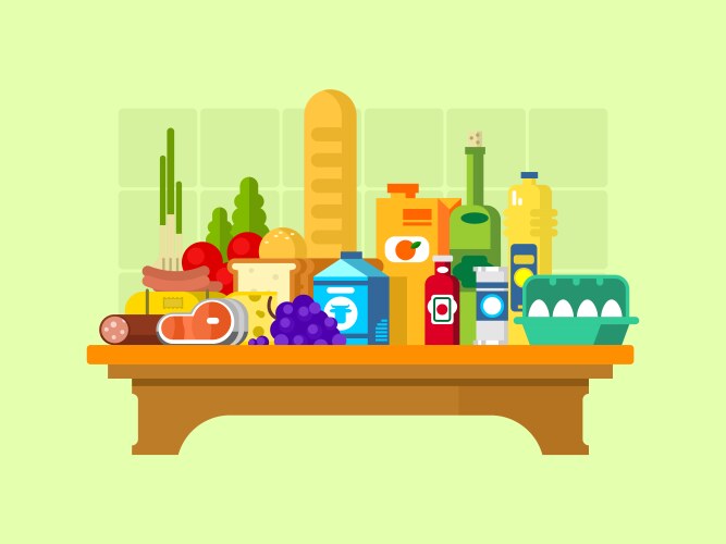 Food set on the table Royalty Free Vector Image