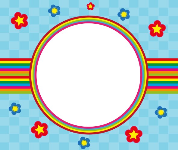 Sun clouds rainbow birds nature frame border Vector Image