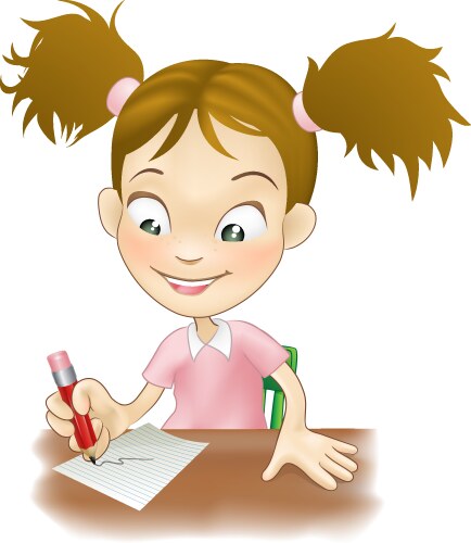 One happy girl writing on paper Royalty Free Vector Image