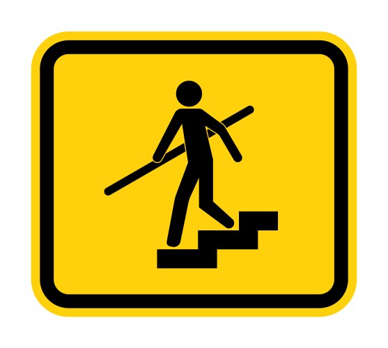 Fall down stairs warning sign Royalty Free Vector Image