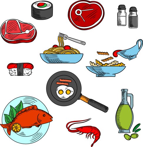Food set Royalty Free Vector Image - VectorStock