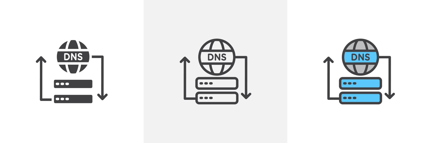 Dns icon set on white background Royalty Free Vector Image