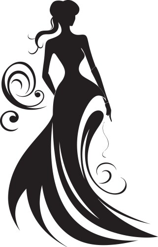 Glamorous drape dress emblem designers touch Vector Image