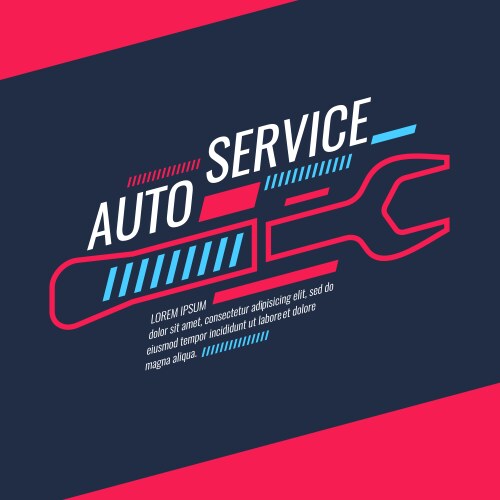 Neon style auto service poster Royalty Free Vector Image