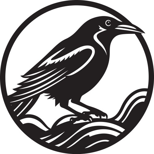 Modern bird symbolic insignia raven silhouette Vector Image