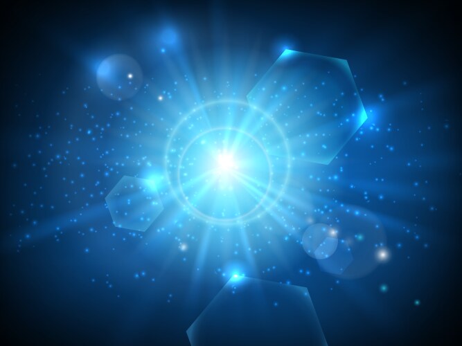 Blue sky and sun realistic blur design with burst Vector Image