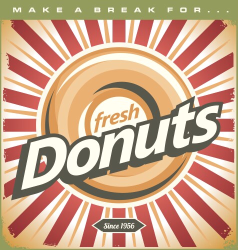 Donuts promotional retro poster design Royalty Free Vector