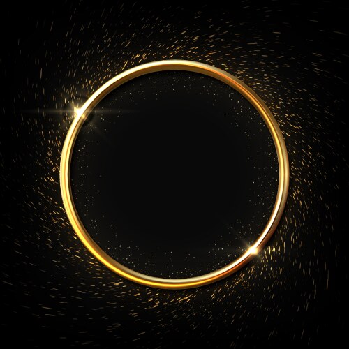 Gold 3d ring circle frame template background Vector Image