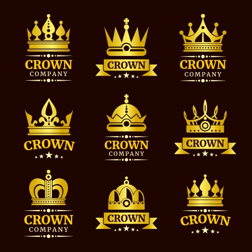 Crown modern gold logo set Royalty Free Vector Image